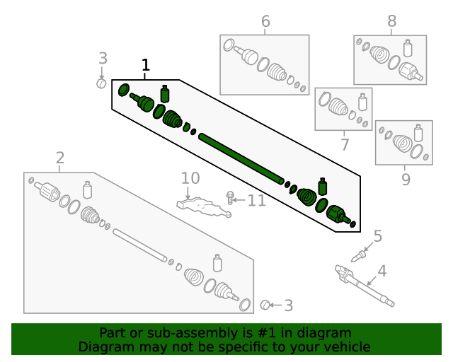 Hyundai - 49501-S2150 - Axle Assembly - 2019-2020 Hyundai Santa Fe ...