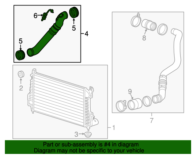 2011-2016 GM Charge Air Cooler Outlet Air Hose 84094727 GM ...