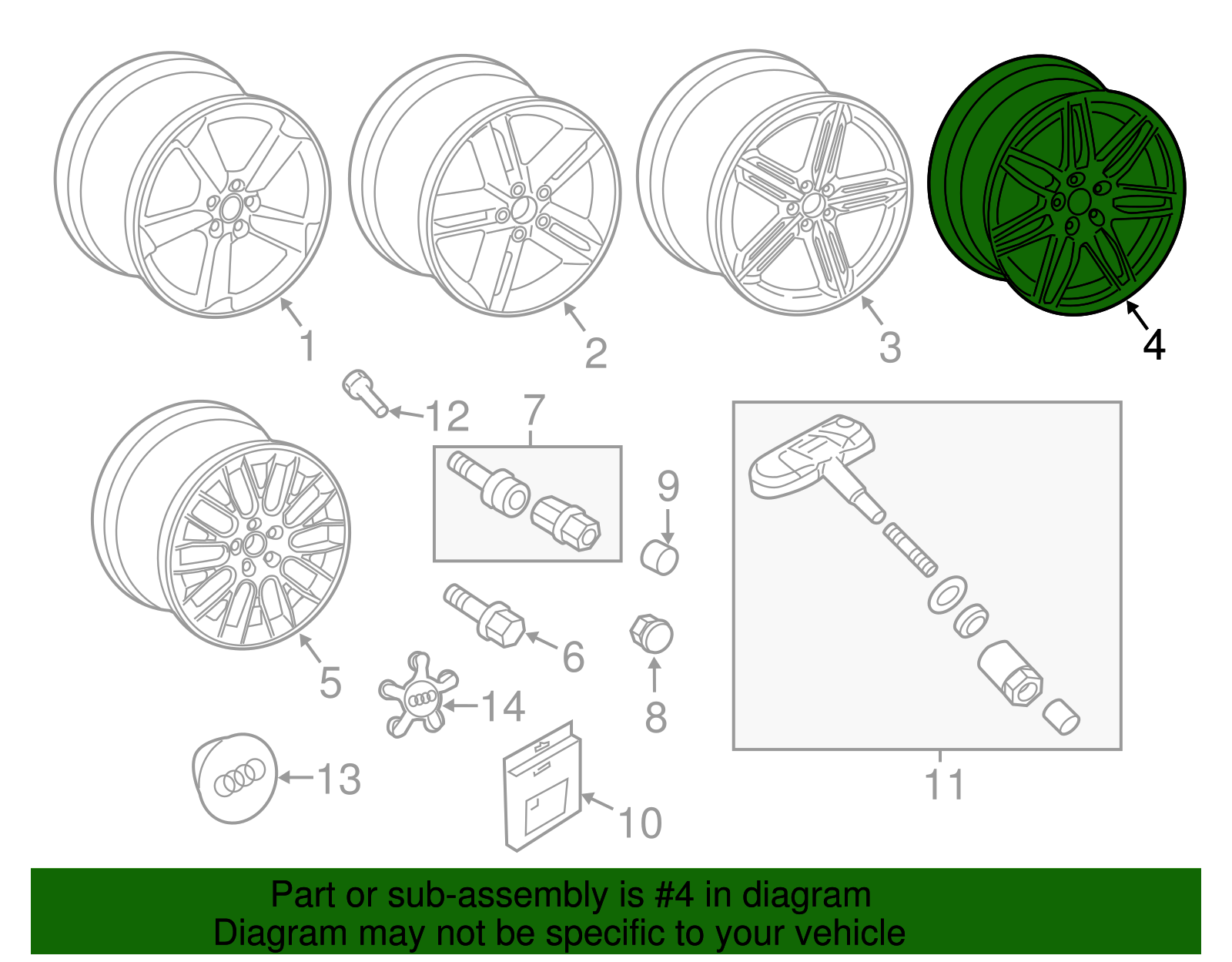 2011-2015 Audi 19 Inch 5-Spoke Alloy Wheel - Silver 8J0-601-025-CP ...
