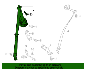 2018-2021 Chevrolet Traverse Retractor Kit 84863556 | GMPartsDirect.com