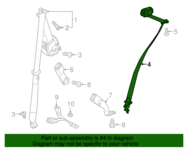 2018-2023 GM Center Belt Assembly 84924336 GM | GMPartsDirect.com