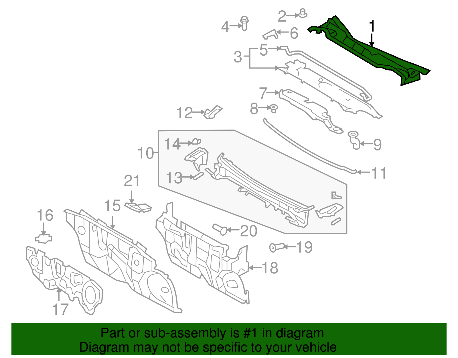 Genuine Toyota Cowl Vent Panel part# 55708-0T011 for 2009-2015 Toyota ...
