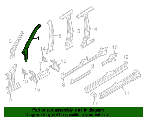 2010-2016 Porsche Panamera Windshield Pillar 970-503-961-00-GRV ...