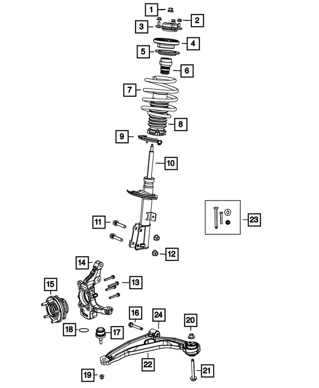 2012-2014 Mopar Front Suspension Strut, Right 68026528AD | Mopar eStore