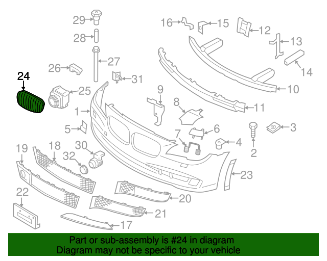 51-13-7-295-300 - Grille - 2011-2015 BMW | Buy BMW Parts Now