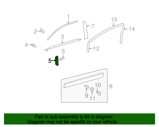 2009-2015 Toyota Venza Window Molding 75752-0T010 | Toyota Parts Center