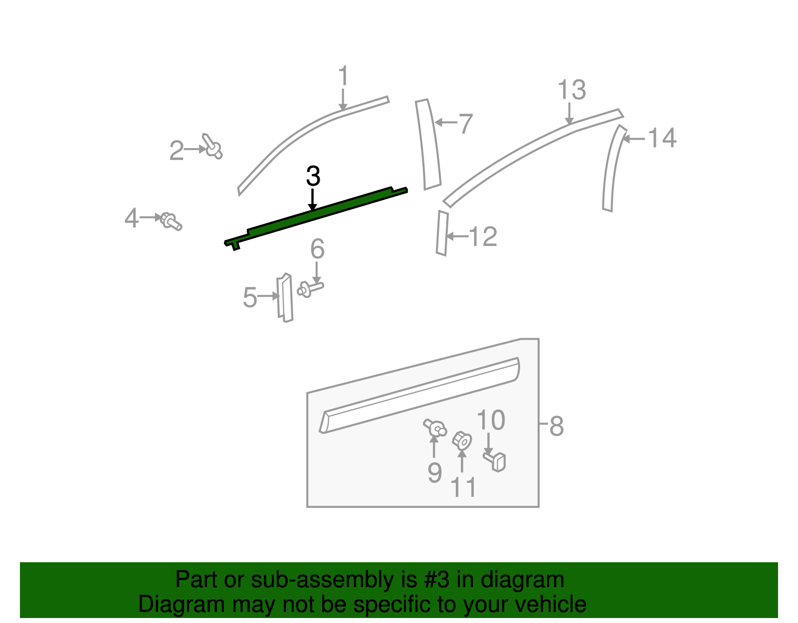 75712-0T010 - Belt Molding - 2009-2015 Toyota Venza | Toyota Parts ...