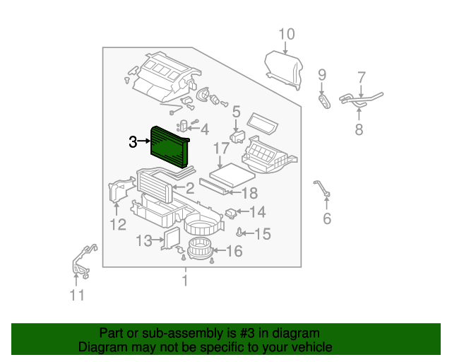 2007-2009 Mitsubishi Evaporator Core 7810A017 | Mitsubishi Parts ...