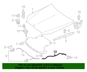 2015-2021 Mercedes-Benz Hood Release Cable 205-880-04-59-64 ...