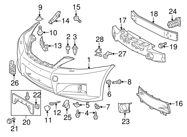 2008-2014 Lexus IS F License Plate Bracket 52114-53110 ...