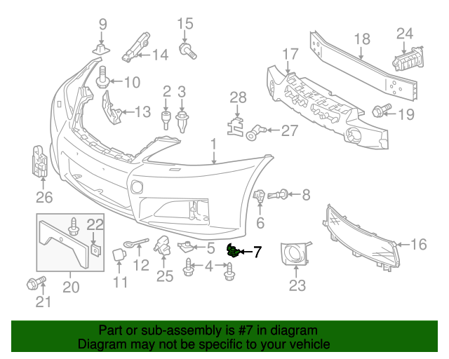 53879-17020 - Bumper Cover Lower Retainer - 1993-2014 Lexus | MyLexusParts