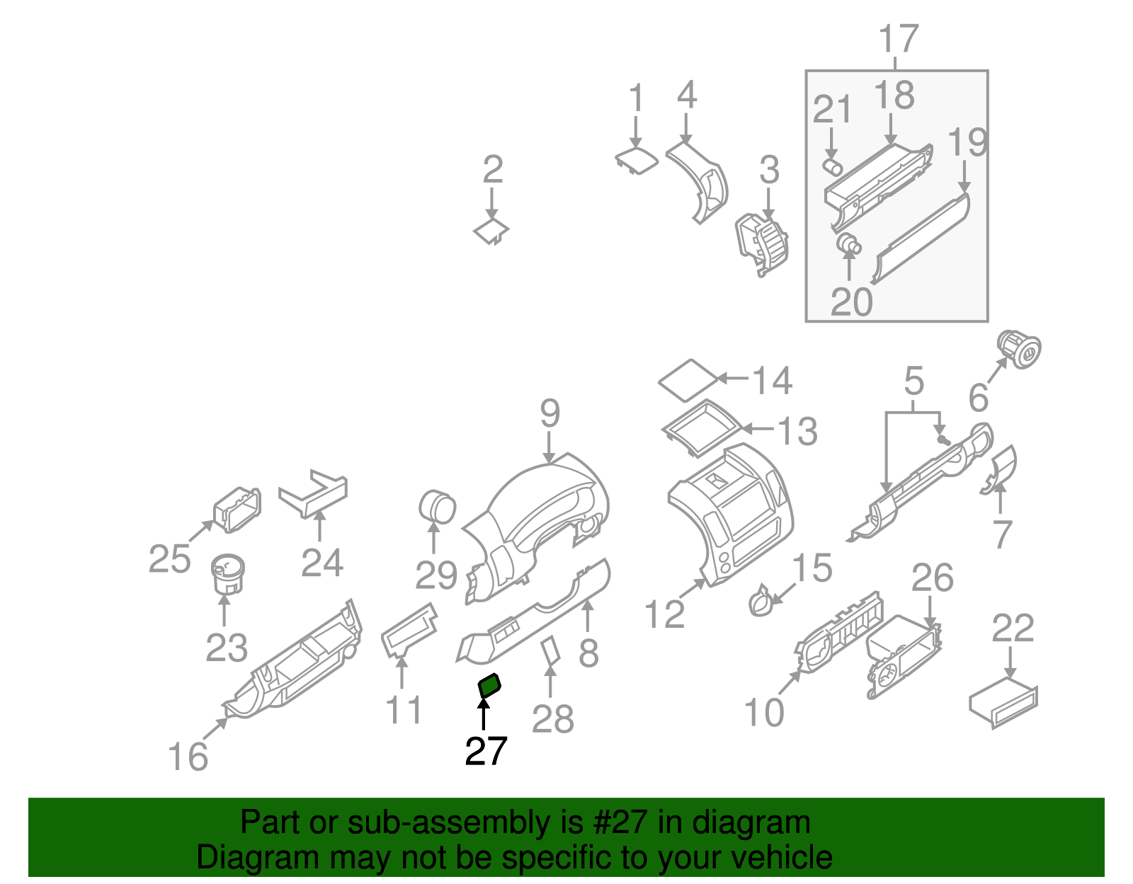 2005-2021 Nissan Switch Cover 68491-EA00A | Ziegler Nissan of Orland Park