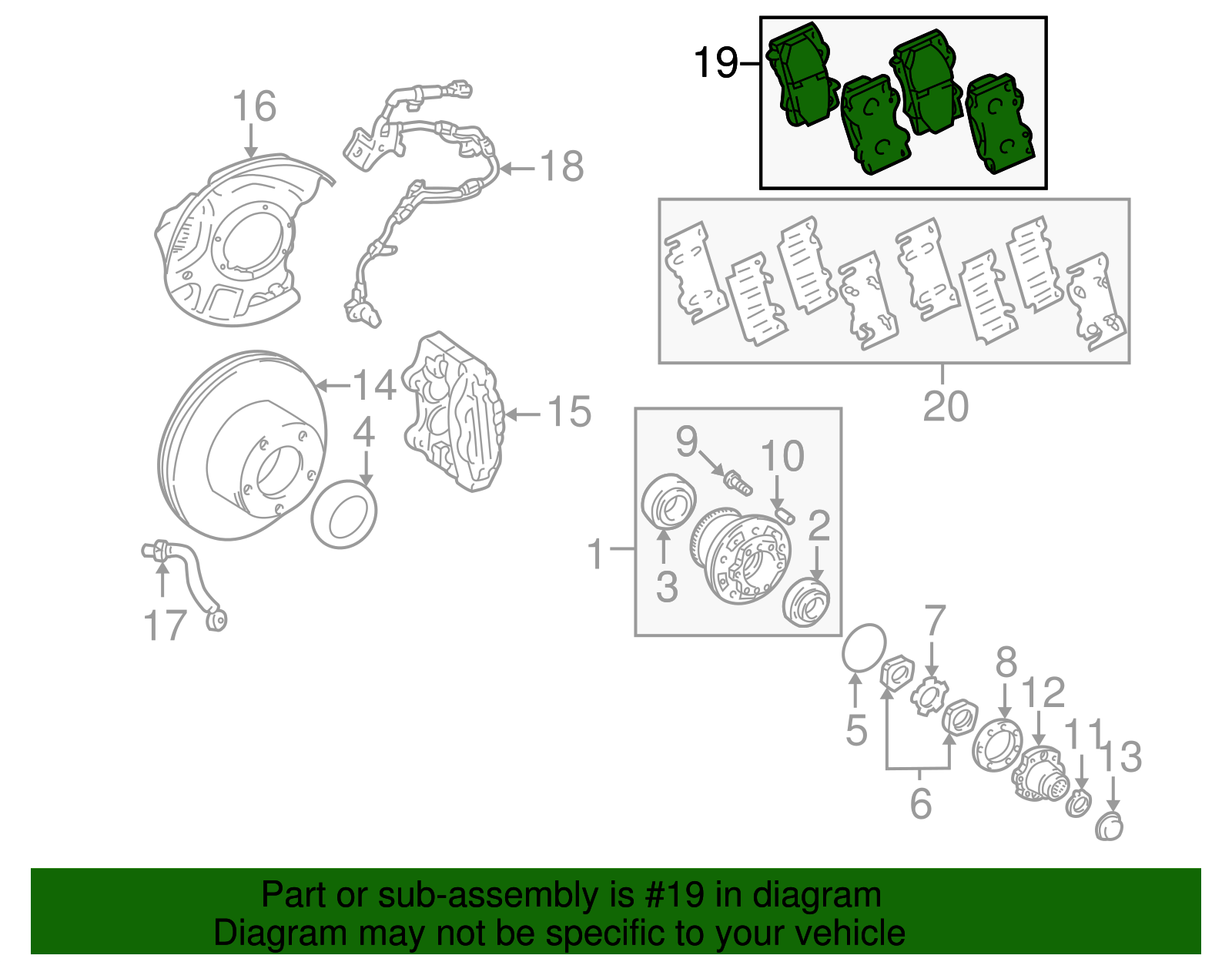 04465-60230 - Disc Brake Pad Set Front 2002-2007 Toyota Land Cruiser ...