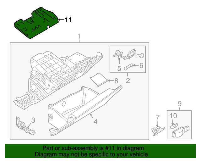 2018-2023 Audi Glove Box Housing Bracket 80A-880-353 | Audi USA Parts