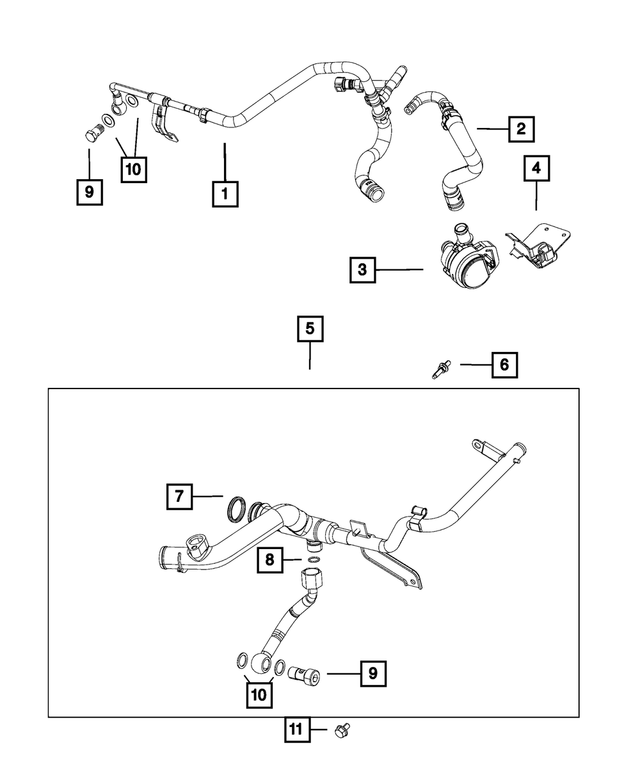 2014-2019 Fiat 500L Auxiliary Pump Hose And Tube 68332379AA | Mopar eStore