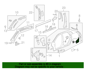 2010-2016 Cadillac SRX Driver Side Body Side Frame Rear Extension ...