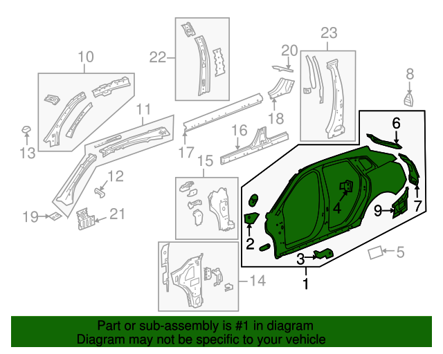 2010-2016 Cadillac SRX Passenger Side Body Side Panel 23211646 GM ...