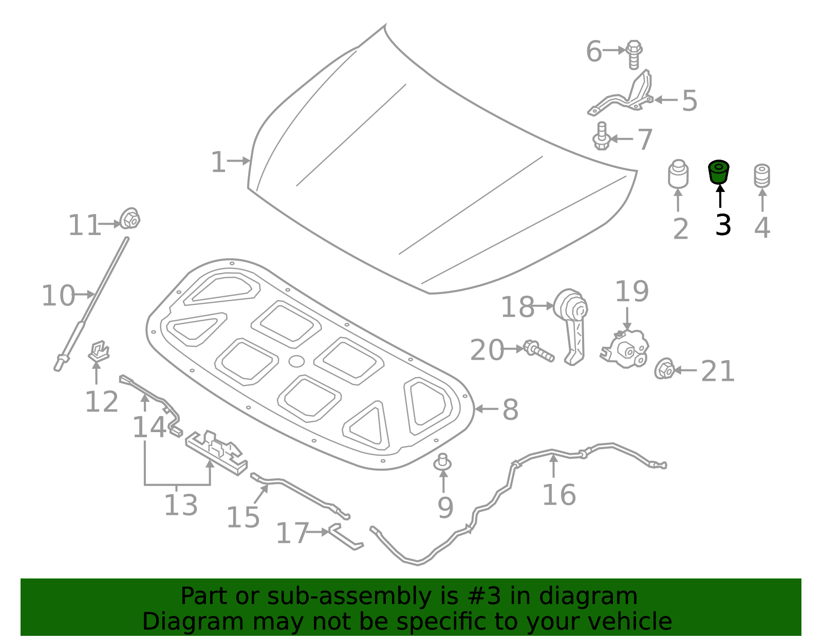 17371-10033B - Hood Bumper 2017-2024 Kia | Kia.Parts Store