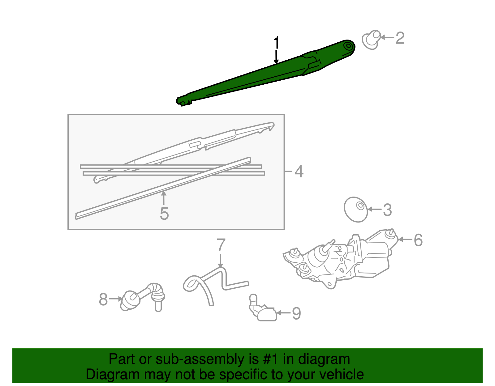 2011-2020 Toyota Sienna Back Glass Wiper Arm (Rear) 85241-08020 | OEM ...