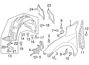 2017-2019 Honda Civic Enclosure, R Front Fender 74105-TGG-A00 | OEM ...
