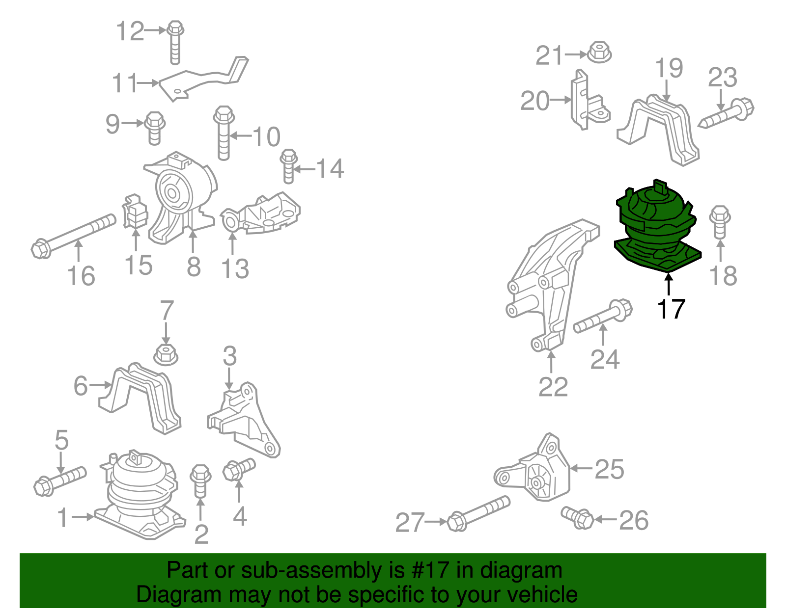 50810-TK8-A01 - 2011-2017 Honda Odyssey - Rubber Assembly Rear Engine ...
