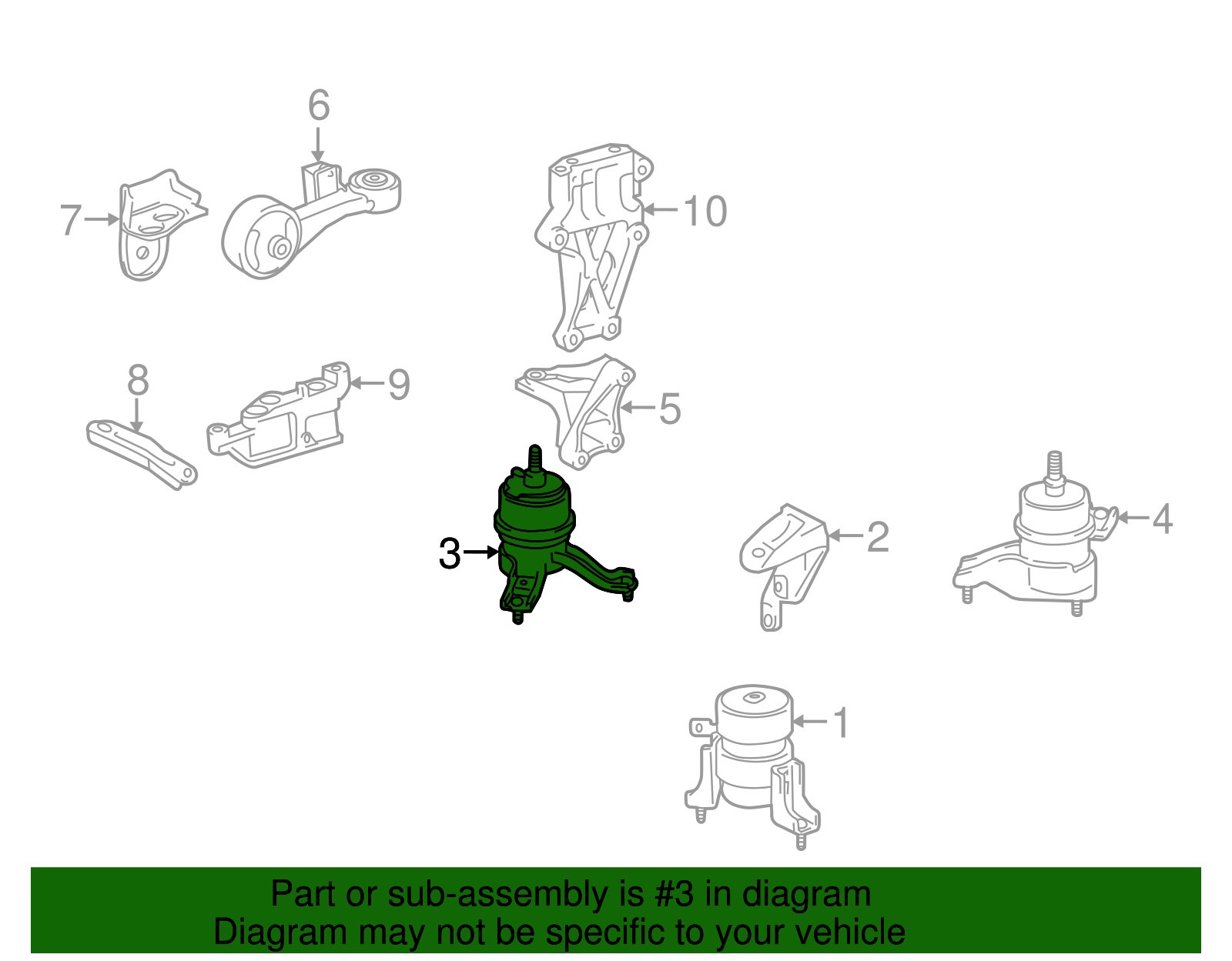 Genuine Toyota Engine Mount (Left, Right, Front) part# 12362-0V060 for ...