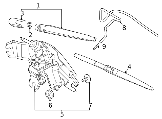 98820-S8000 - Back Glass Wiper Arm 2020-2024 Hyundai Palisade ...