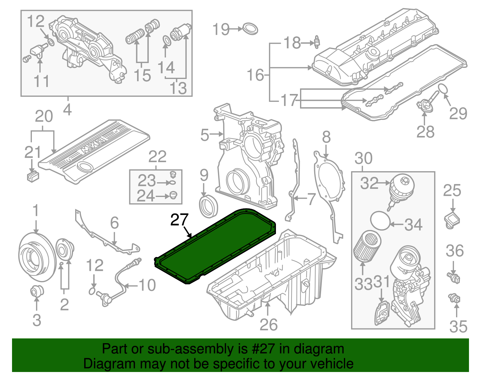11131437237 - 1991-2008 BMW Oil Pan Gasket (11-13-1-437-237) | BMW of ...