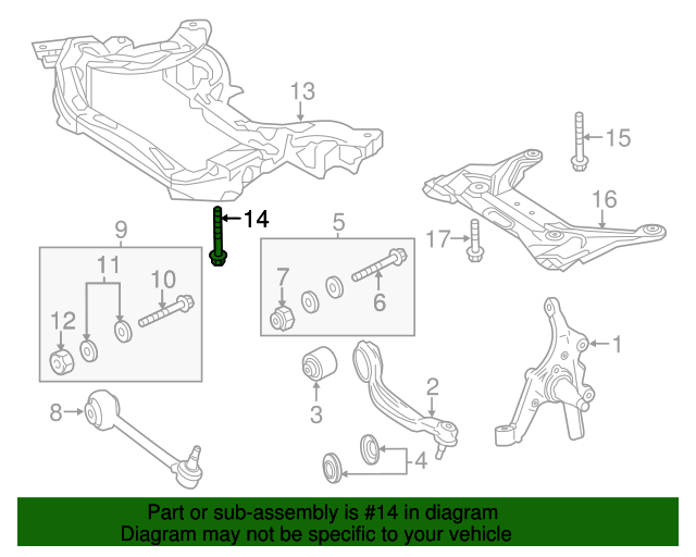 000-990-14-11-64 - Engine Cradle Bolt 2010-2023 Mercedes-Benz ...