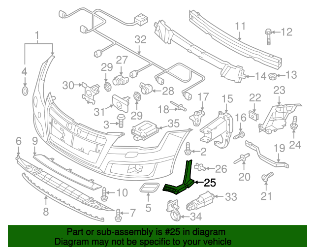 2012-2015 Audi Bumper Cover Support Rail 4G8-807-083 | AutoNationParts.com