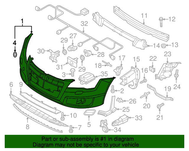 Genuine Audi 4G8-807-065-AN-GRU | Bumper Cover | FREE Shipping on Most ...
