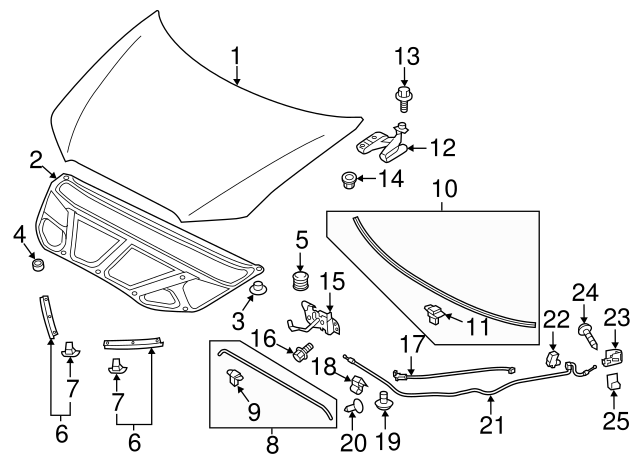5902A134 - Inner Weather-Strip 2011-2019 Mitsubishi Outlander Sport ...
