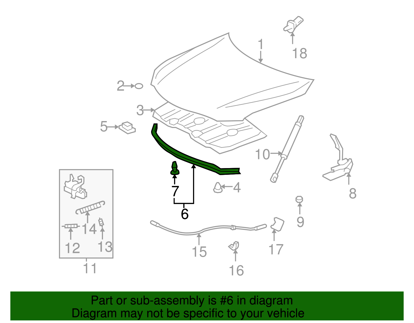 Genuine Toyota Upper Seal part# 53395-06010 for 2007-2011 Toyota Camry ...