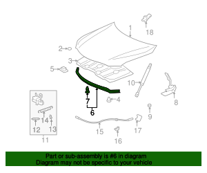Genuine Toyota Upper Seal part# 53395-06010 for 2007-2011 Toyota Camry ...