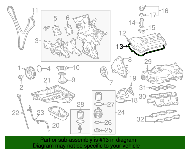 2005-2023 Toyota Engine Valve Cover Gasket 11213-0P010 | Toyota Parts ...