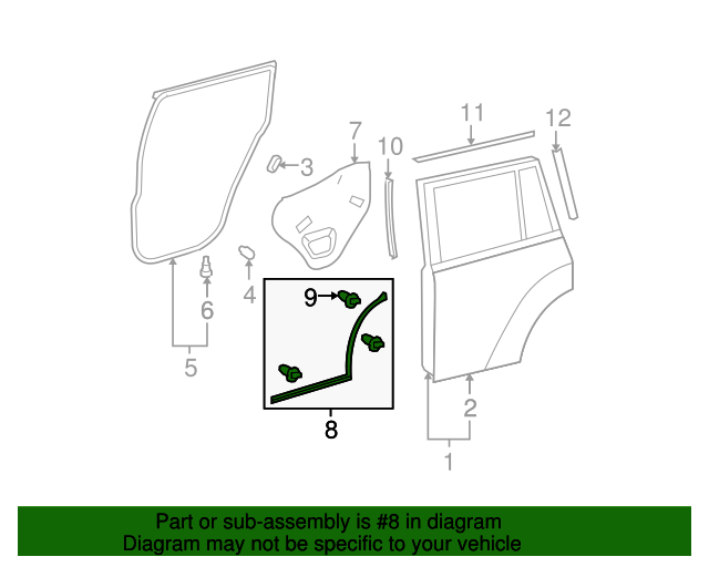 2008-2013 Toyota Highlander Lower Weather-Strip 67888-0E040 | Toyota Parts