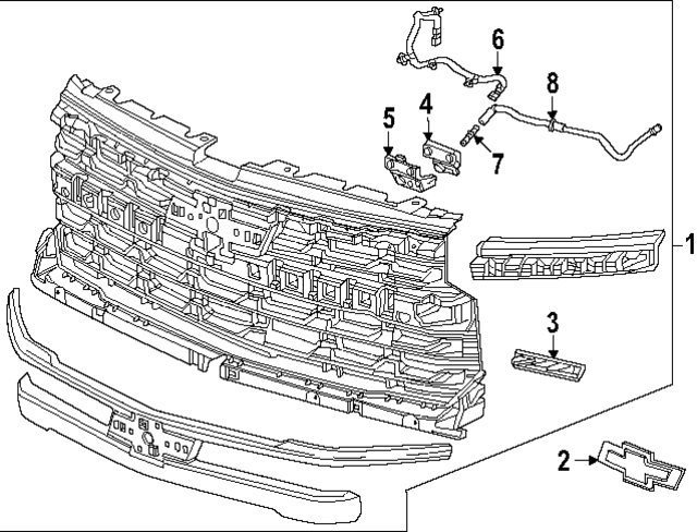 2024 Chevrolet Silverado 1500 Grille 85642148 GM | GMPartsDirect.com