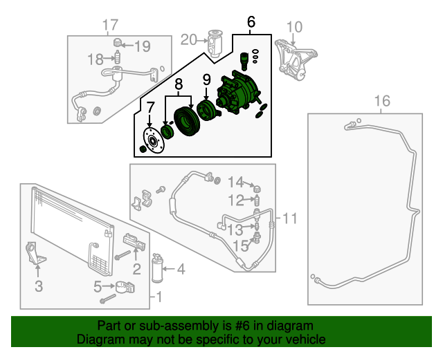 2004-2006 Pontiac GTO Air Conditioning Compressor 89019077 | QuirkParts