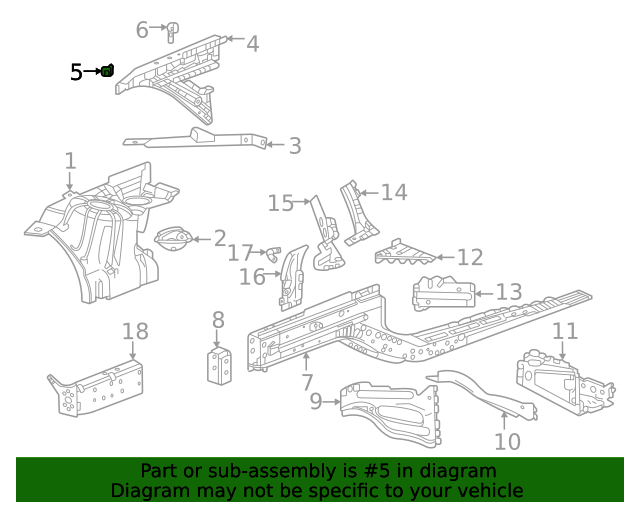 2020-2021 Cadillac Fender Mtg Bkt 84530852 | GMPartsDirect.com