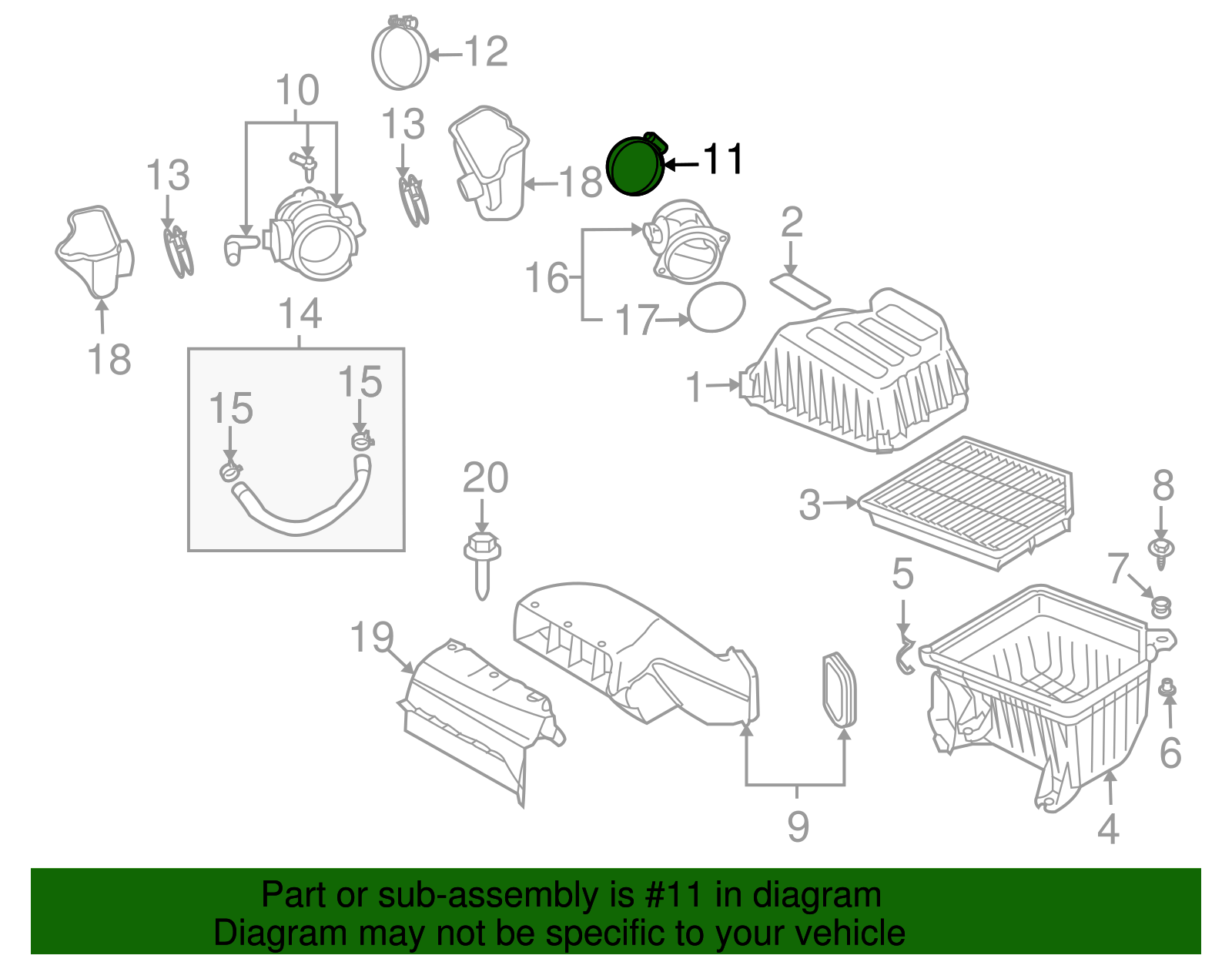 14711-95006-B - Intake Hose Clamp 2006-2021 Hyundai | AutoNation Parts