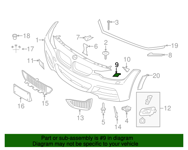 Genuine BMW 51-11-8-061-576 | Cover, Spray Nozzle, Primed - Right (M ...