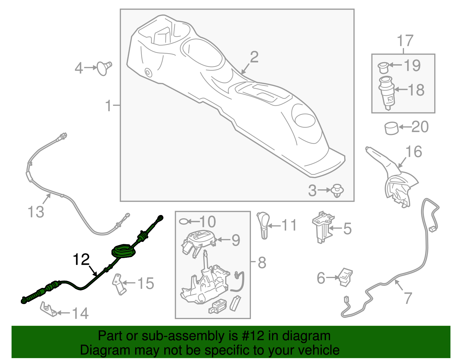 2007-2012 Nissan Versa Shift Control Cable 34935-EM30A | Nissan Parts ...