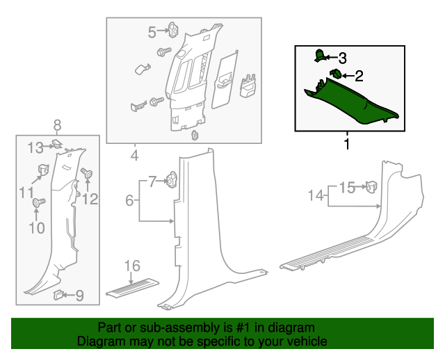 2014-2019 GM Light Ash Gray Driver Side Windshield Garnish Molding ...