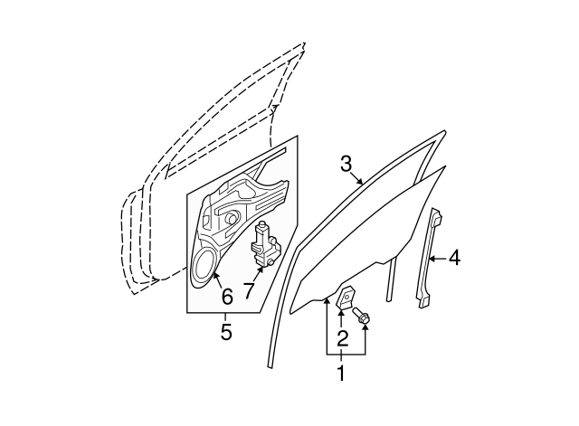 2003-2014 Kia Door Glass Holder 82412-2D000 | Kia Automotive Parts