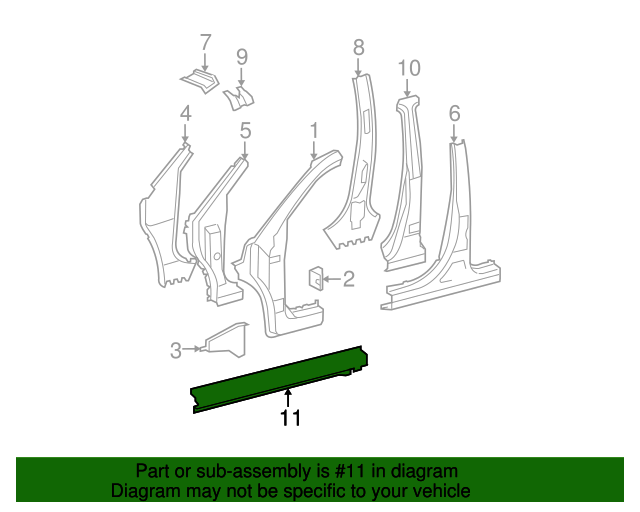 2008-2013 Toyota Highlander Rocker Panel Reinforcement 61402-48901 ...