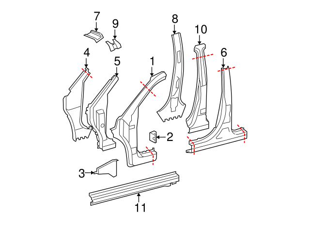 2008-2013 Toyota Highlander Rocker Panel Reinforcement 61402-48901 ...