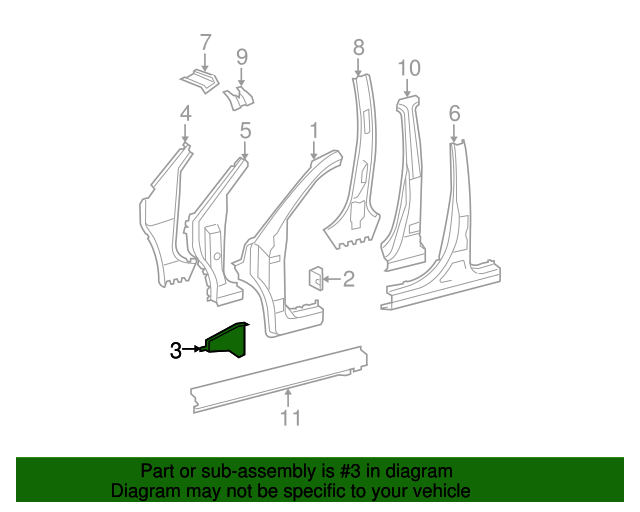 2008-2013 Toyota Highlander Gusset 61104-0E020 | Toyota Parts Center
