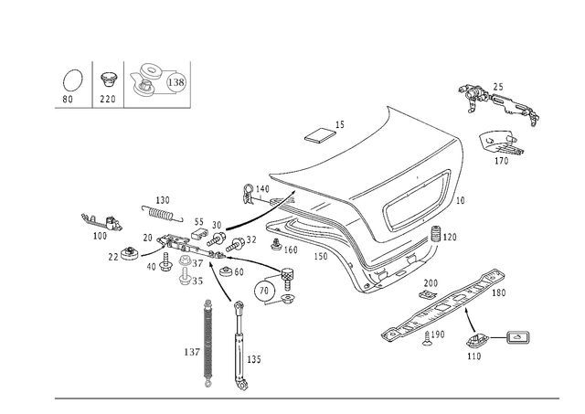 220-750-02-36 - Gas-Operated Spring 2000-2006 Mercedes-Benz | Mercedes ...