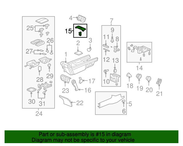 Genuine OEM Acura - Garnish, Center Console *NH556L* (Grayge) Part ...