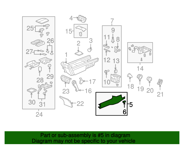 2005-2012 Acura RL Cover Assembly, Front Driver Console *NH556L ...